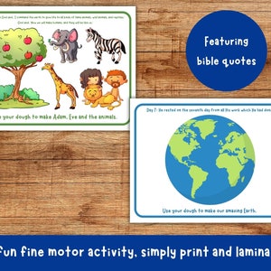 7 Days of Creation Play Dough Mats, Christian Playdough Activity, Pre ...