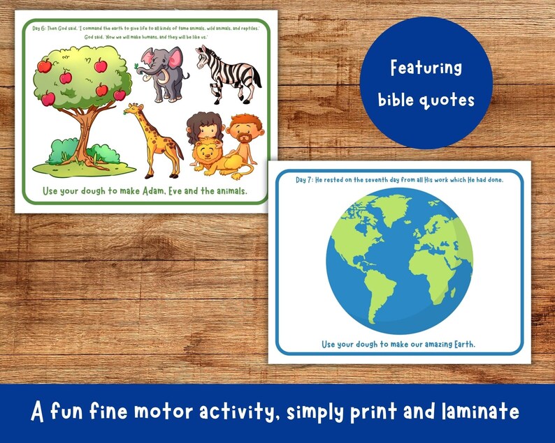 7 Days of Creation Play Dough Mats, Christian Playdough Activity, Pre ...
