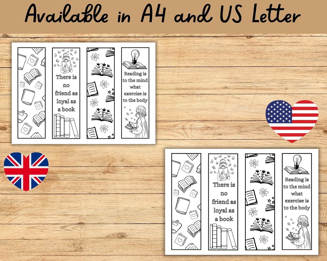 Printable Book Themed Coloring Bookmarks, Color Your Own Reading ...