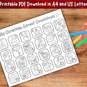 Advent Calendar Coloring Page , Christmas Countdown Coloring, Printable ...