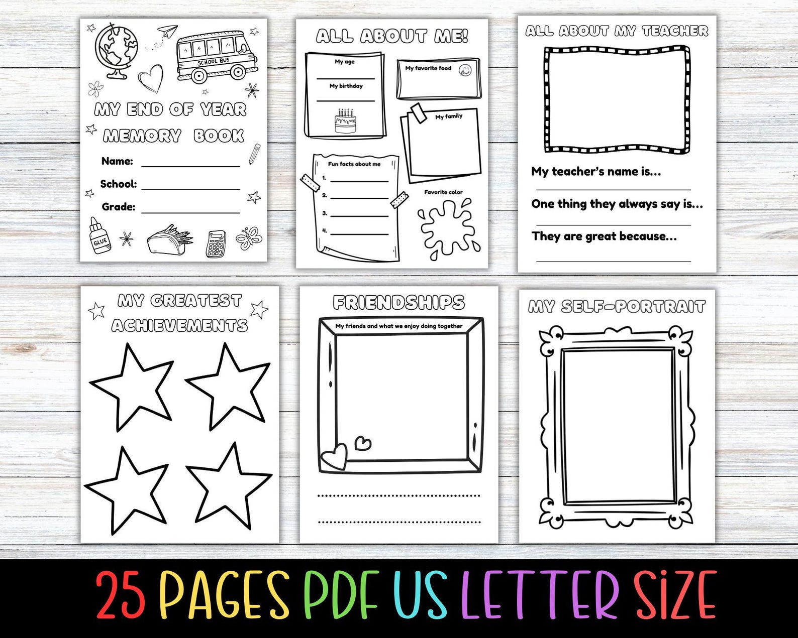 End of School Year Memory Book, Last Day of School Activity, Class ...