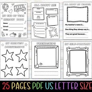 End of School Year Memory Book, Last Day of School Activity, Class ...