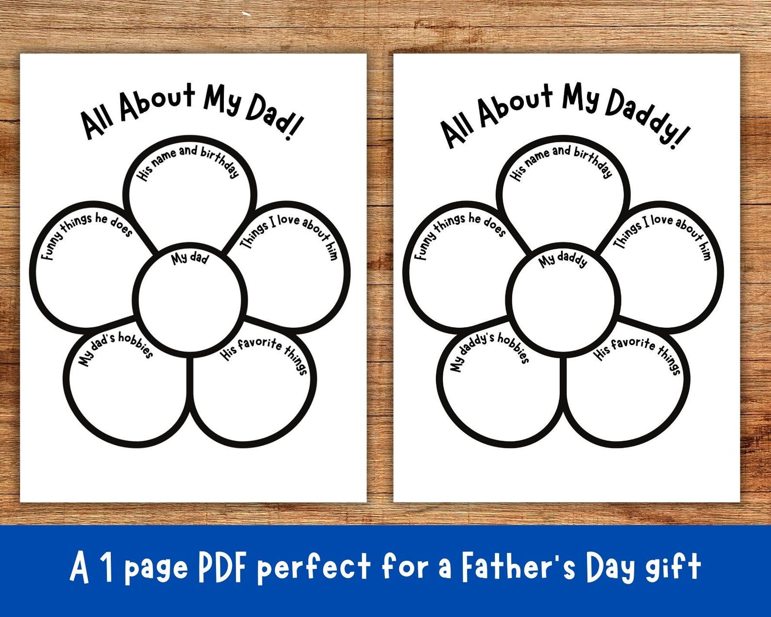 All About My Dad Printable, Father's Day Printable, Father's Day Memory ...