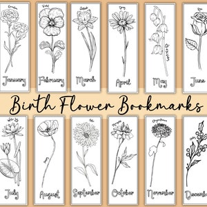 Printable Birth Month Flower Coloring Bookmarks, Color Your Own ...