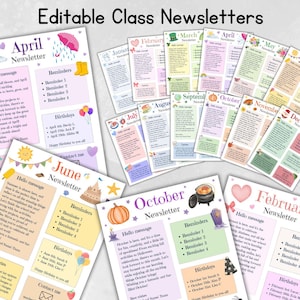Monthly Classroom Newsletter Template, Teacher-parent Communication ...