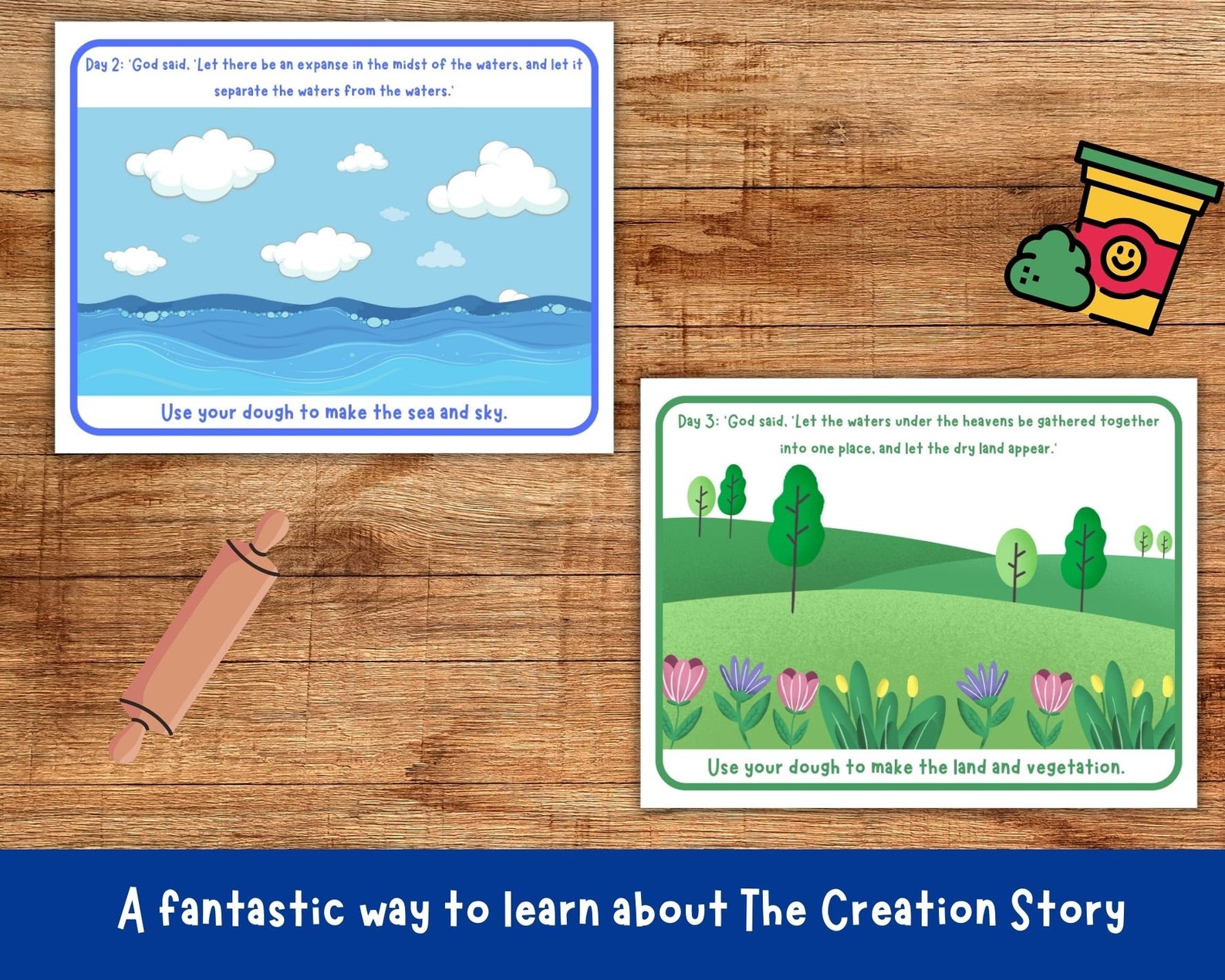 7 Days of Creation Play Dough Mats, Christian Playdough Activity, Pre ...