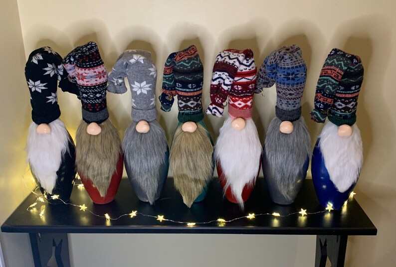 Bowling Pin Gnome-gnome Bowling Pin-grey Gnome-bowling Pin Gift-gnome Gift-painted Gnome-painted ...
