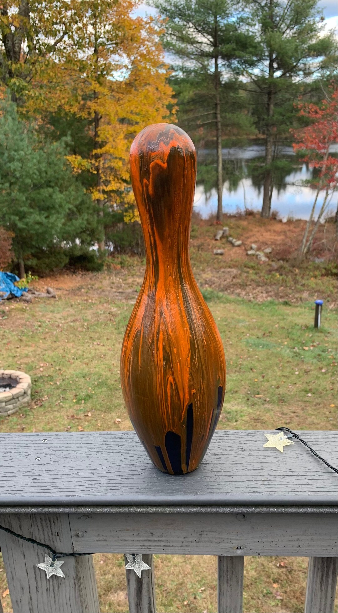 Bowling Pin-painted Bowling Pin-orange Bowling-pin-bowling Party ...