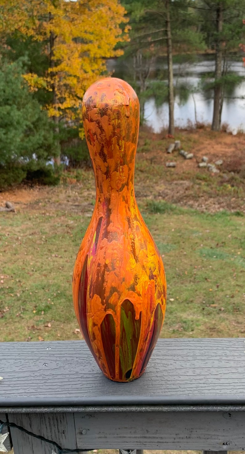 Bowling Pin-painted Bowling Pin-orange Bowling-pin-bowling Party ...