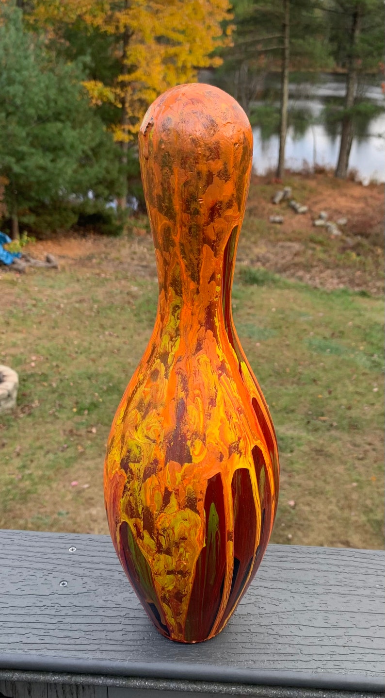 Bowling Pin-painted Bowling Pin-orange Bowling-pin-bowling Party ...