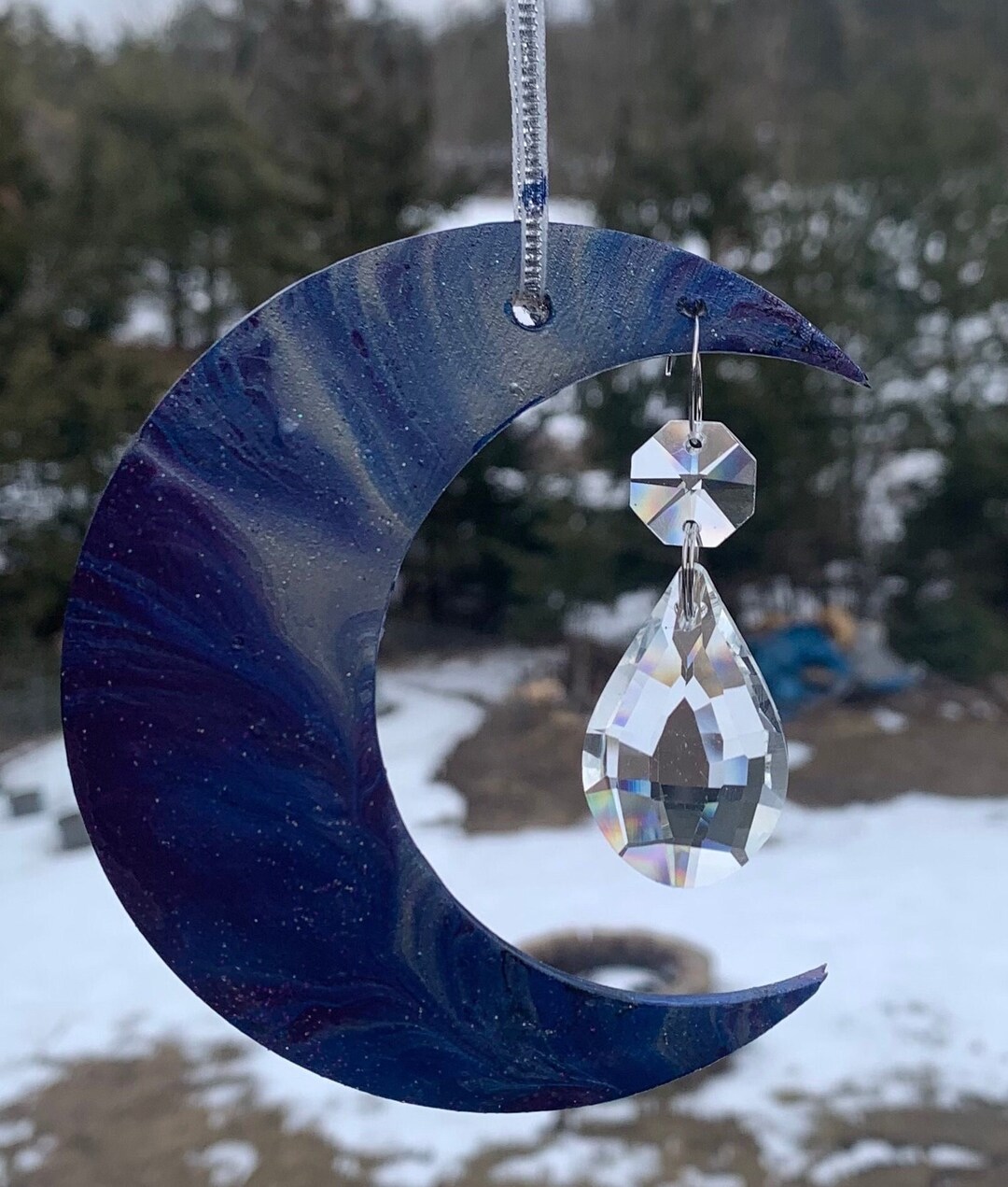 Crescent Moon Acrylic Wall Art-moon Hanging Art-celestial Hanging Wall ...