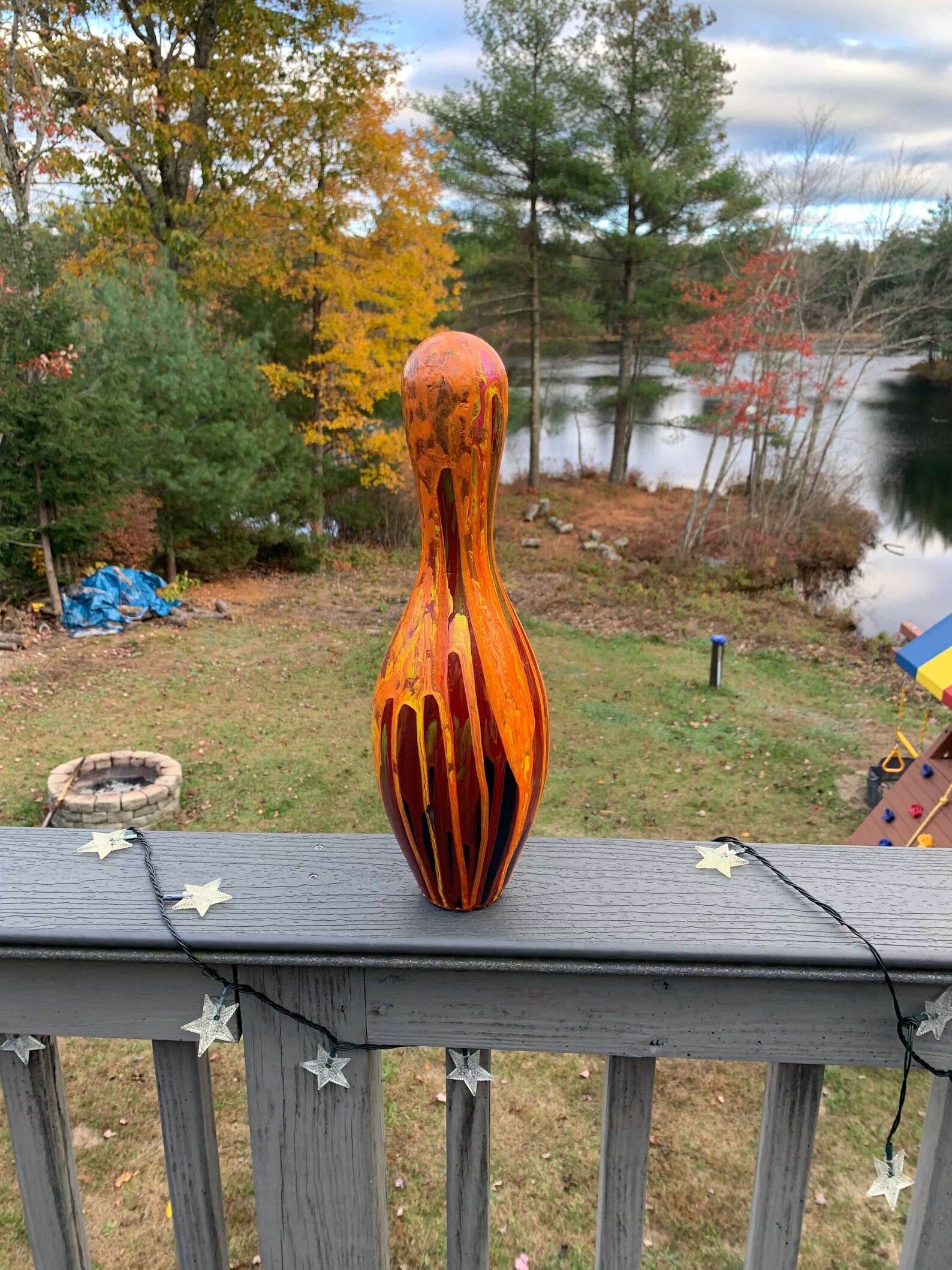 Bowling Pin-painted Bowling Pin-orange Bowling-pin-bowling Party ...