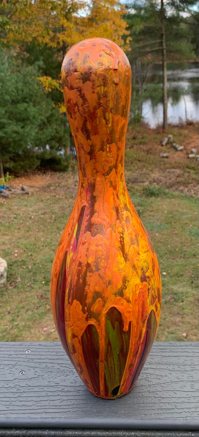 Bowling Pin-painted Bowling Pin-orange Bowling-pin-bowling Party ...