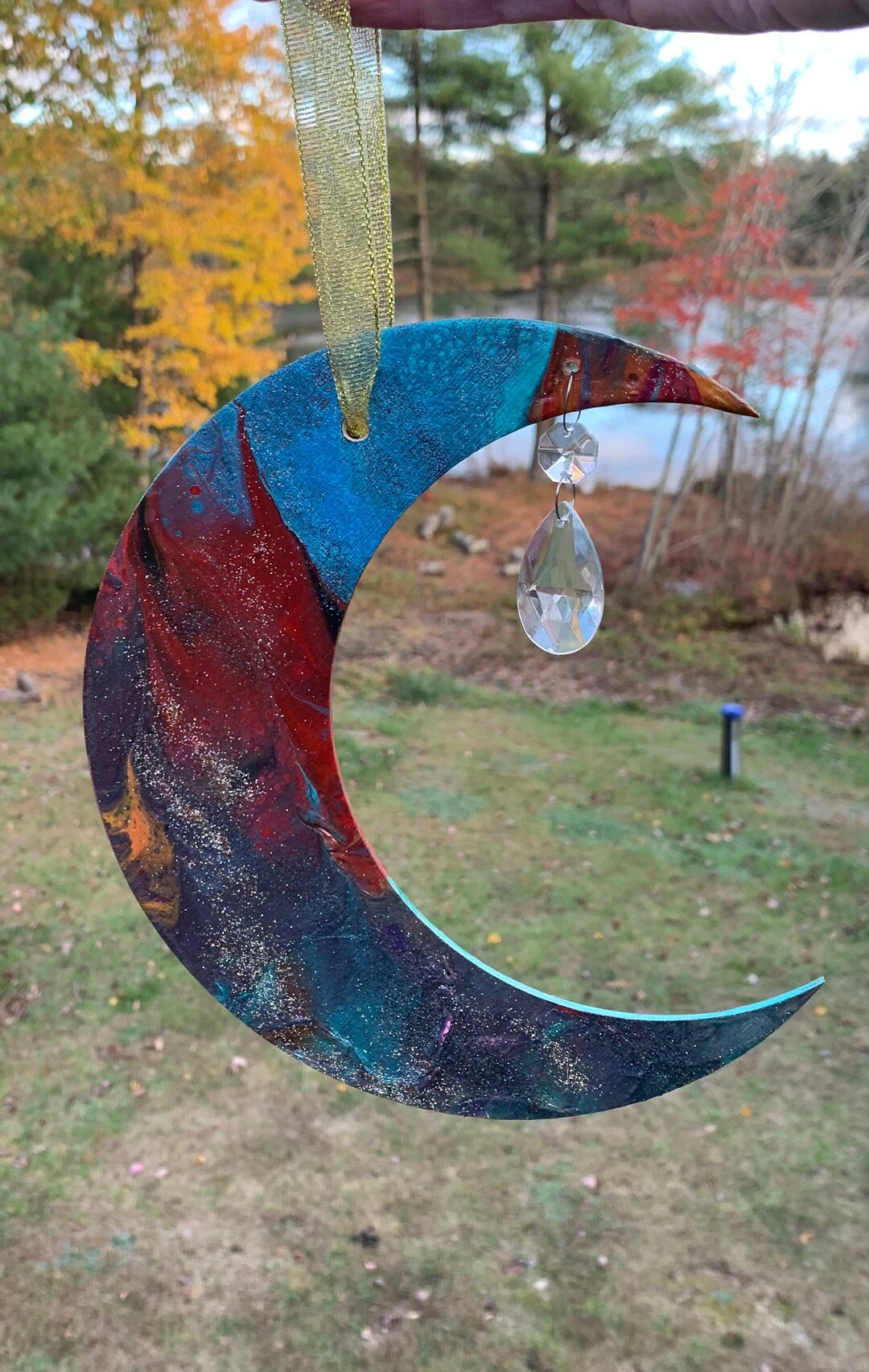 Crescent Moon Acrylic Wall Art-moon Hanging Art-celestial Hanging Wall ...