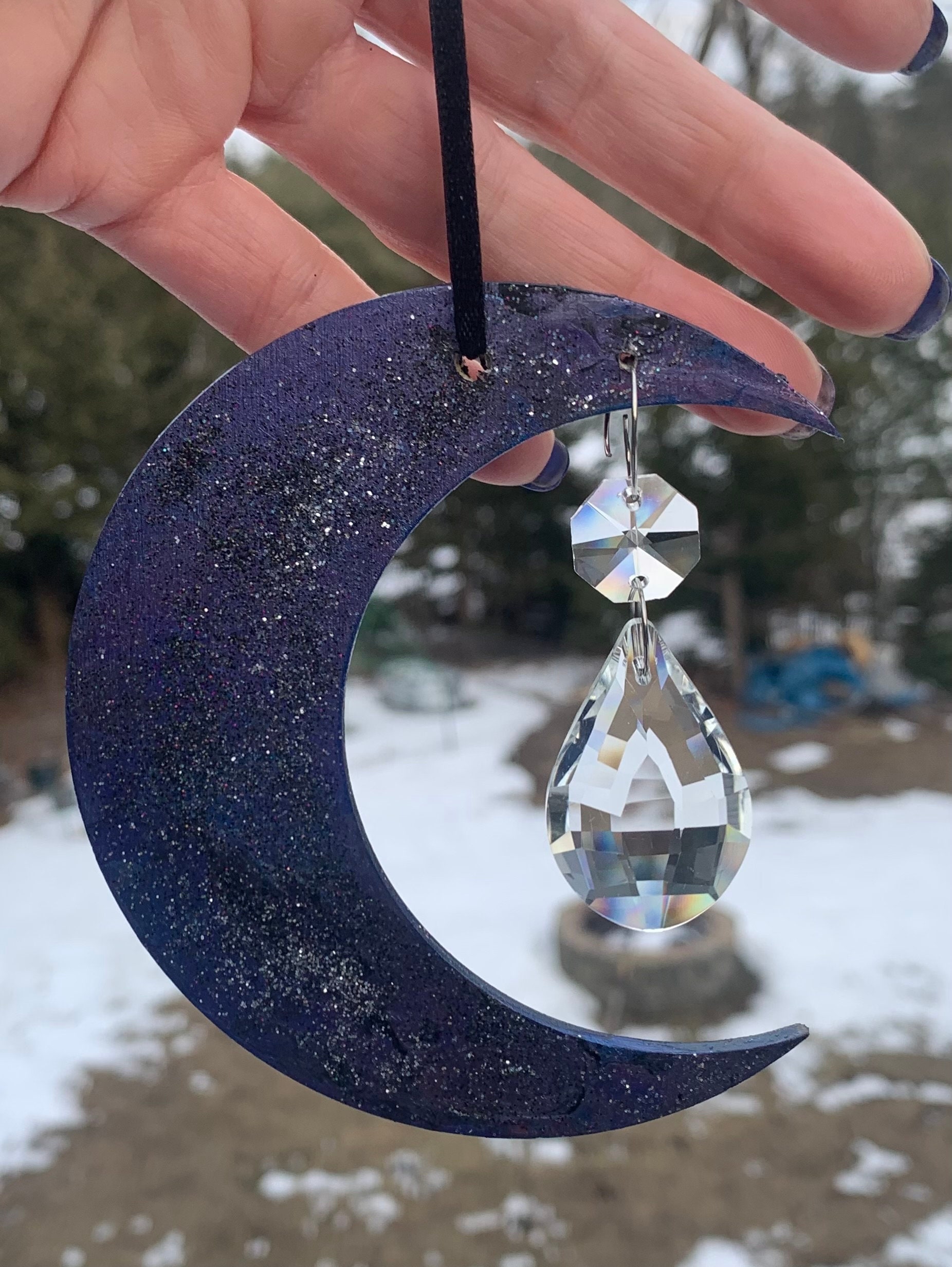 Crescent Moon Acrylic Wall Art-moon Hanging Art-celestial Hanging Wall ...