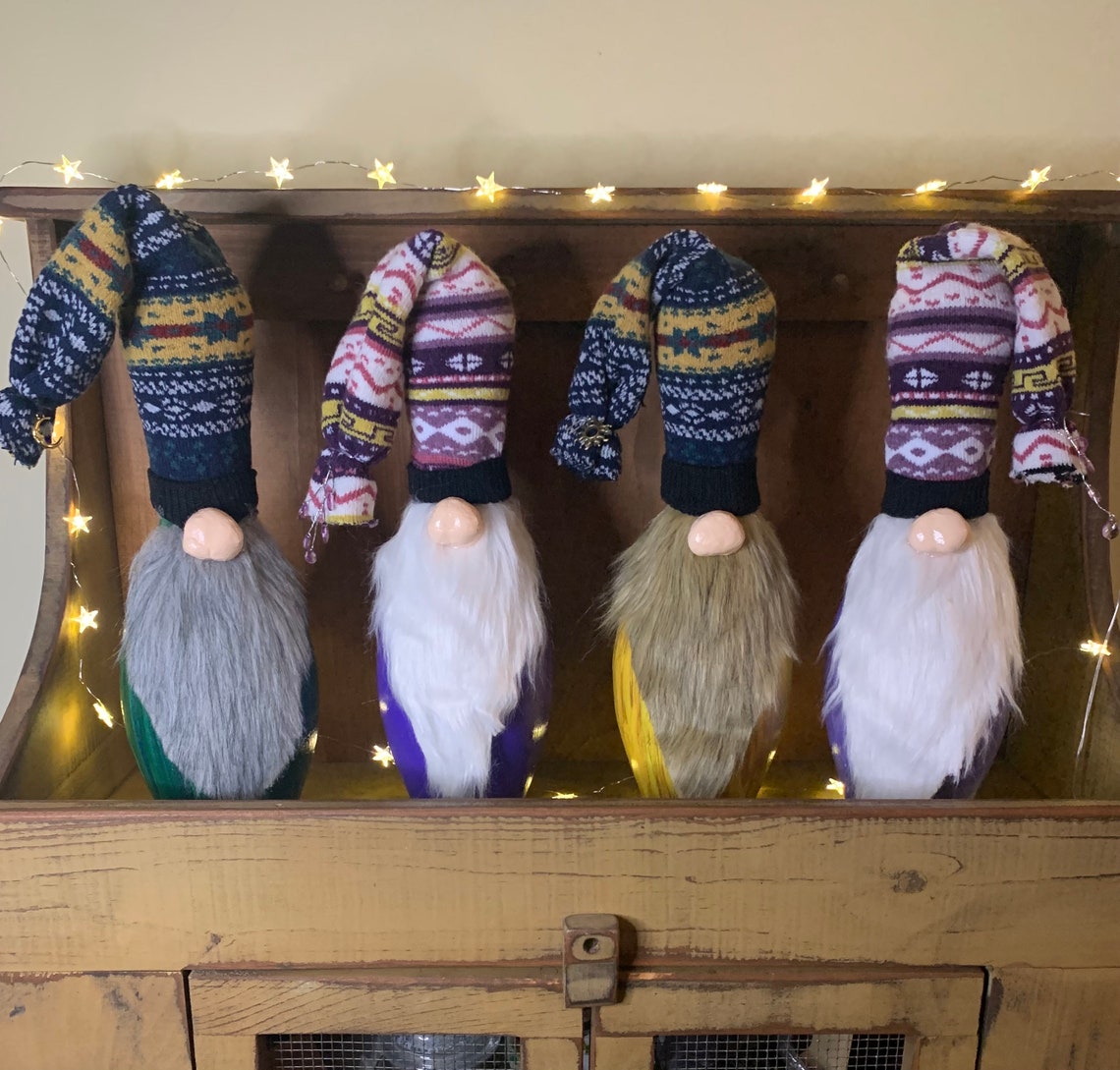 Bowling Pin Gnome-gnome Bowling Pin-yellow Gnome-bowling Pin Gift-gnome Gift-painted Gnome ...