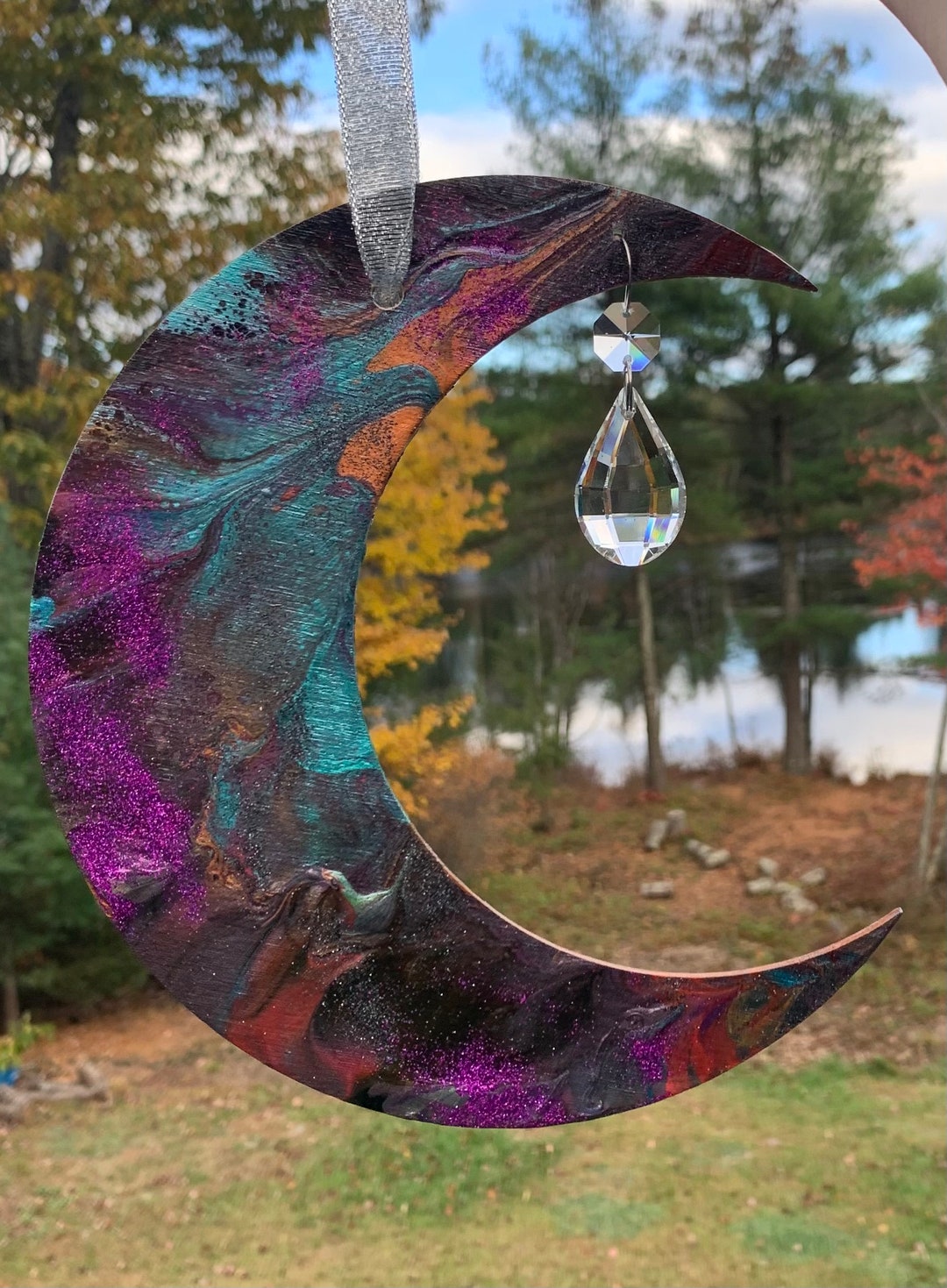 Crescent Moon Acrylic Wall Art-moon Hanging Art-celestial Hanging Wall ...