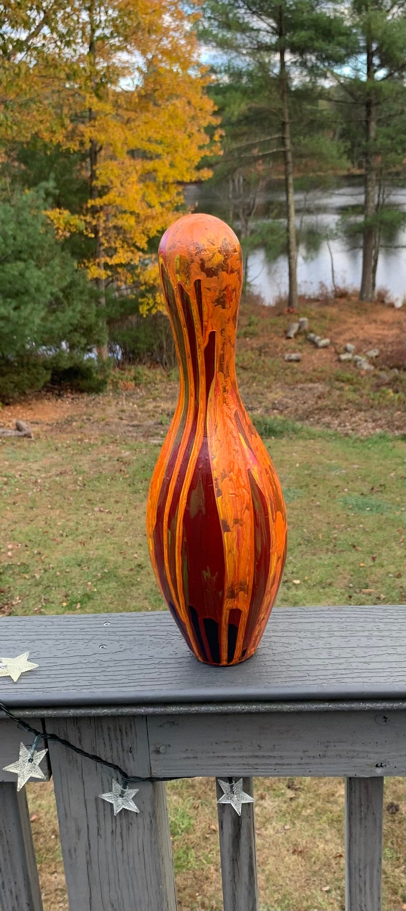 Bowling Pin-painted Bowling Pin-orange Bowling-pin-bowling Party ...