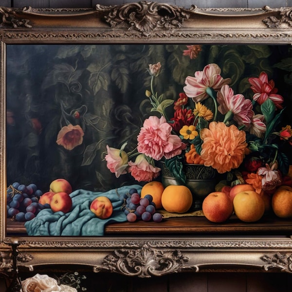 Bat in Flowers Art Print No.4, Digital Download, Dark Forest Wall Decor ...