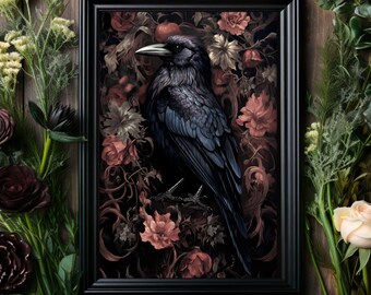 Raven on Stack of Books Art Print No.1 Dark Wall Decor - Etsy