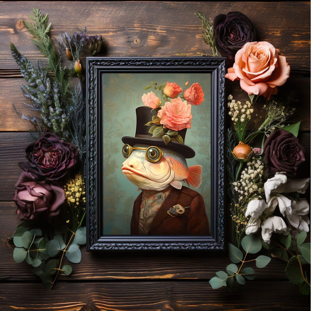 Fisch in Anzug und Hut Art Print No.2, Gentleman Fisch, Digital ...