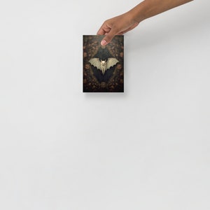 White Bat in Flowers Art Print No.5, Dark Forest Wall Decor, Forestcore ...