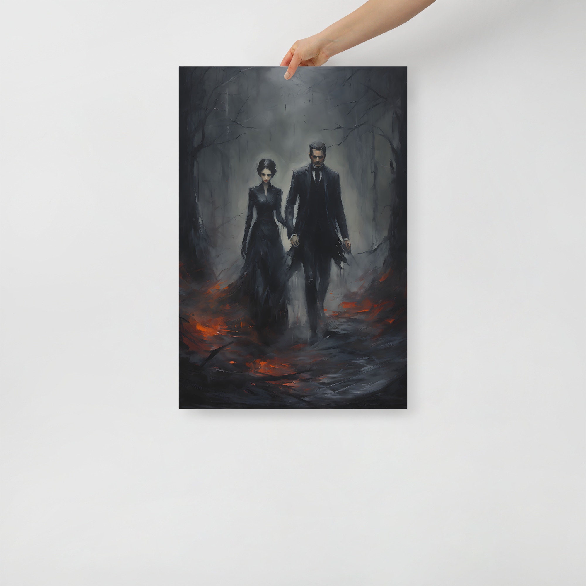 Vampires in Forest Art Print, Painting, Dark Forest Mystique ...