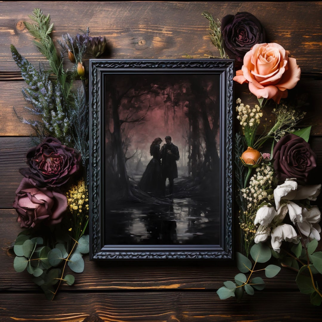 Vampires in Love Art Print, Digital Download, Painting, Dark Forest ...