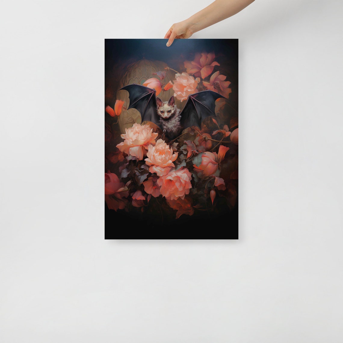 Bat in Flowers Art Print No.4 Dark Forest Wall Decor - Etsy