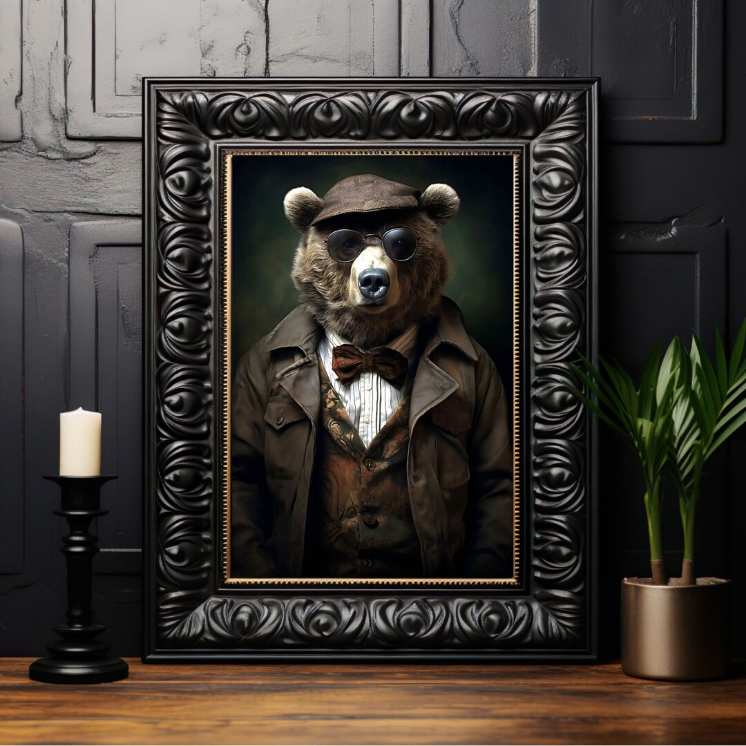 Bear in Suit and Hat Art Print No.1, Gentleman Bear, Digital Download ...
