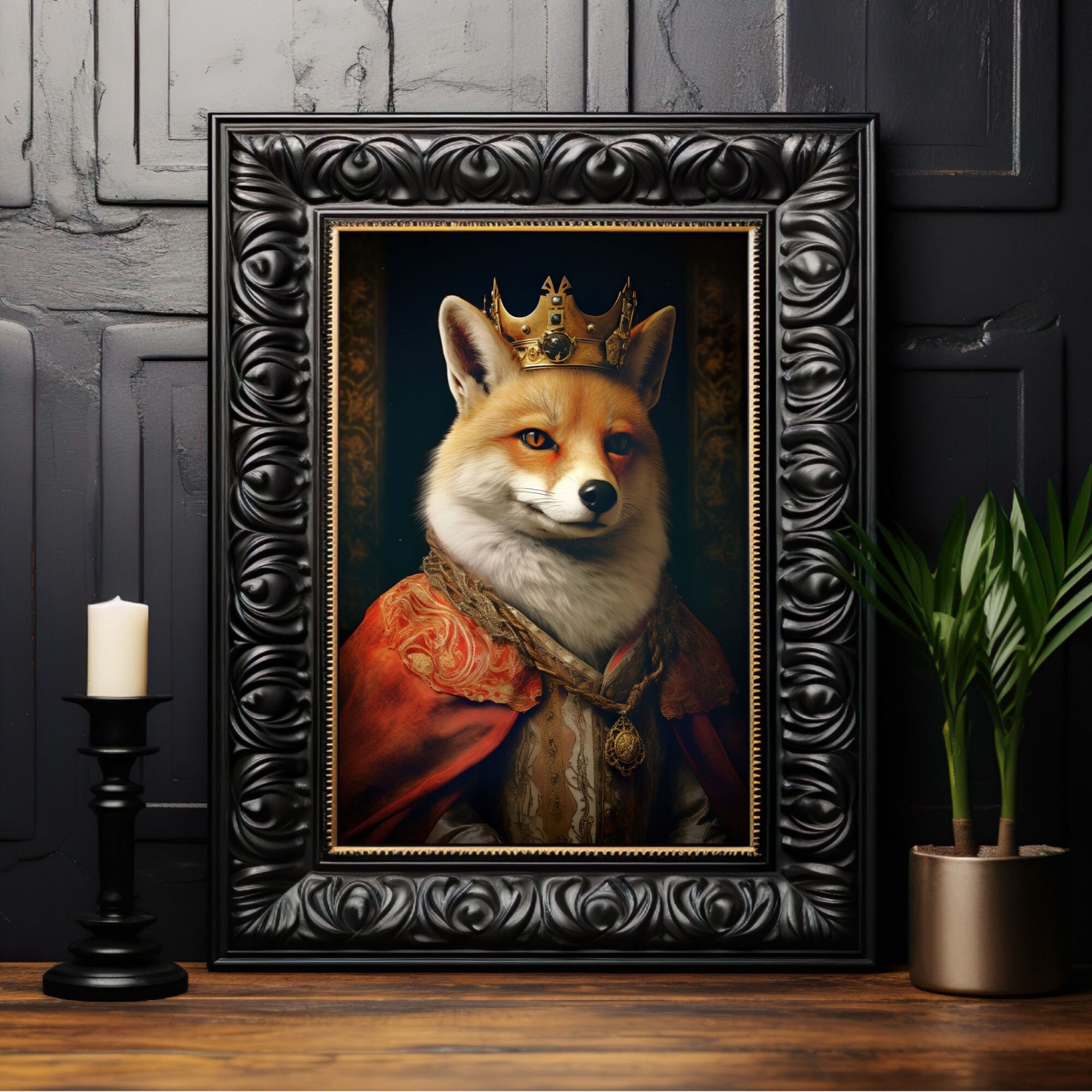 King Fox Art Print No.3, Wall Decor, Moody, Dark Academia - Etsy