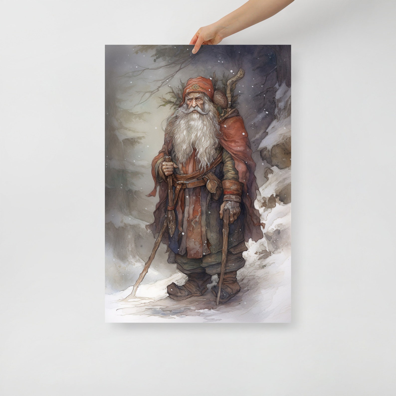 Christmas Santa Claus No.6 Art Print, Old World Santa, Watercolor, Wall ...