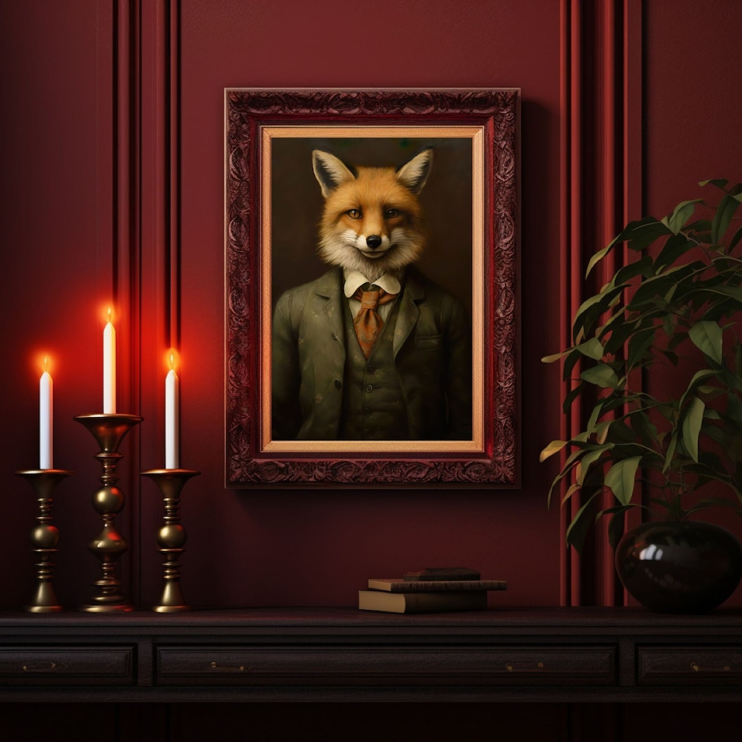 Fox in Suit Art Print No.2, Gentleman Fox, Vintage Portrait, Whimsical ...