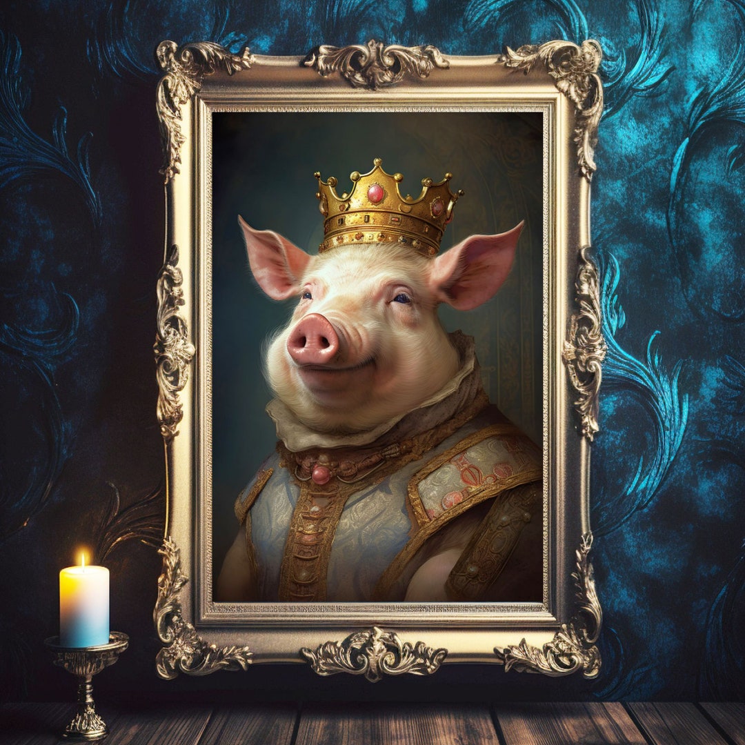 King Pig Art Print No.2, Wall Decor, Moody, Dark Academia - Etsy