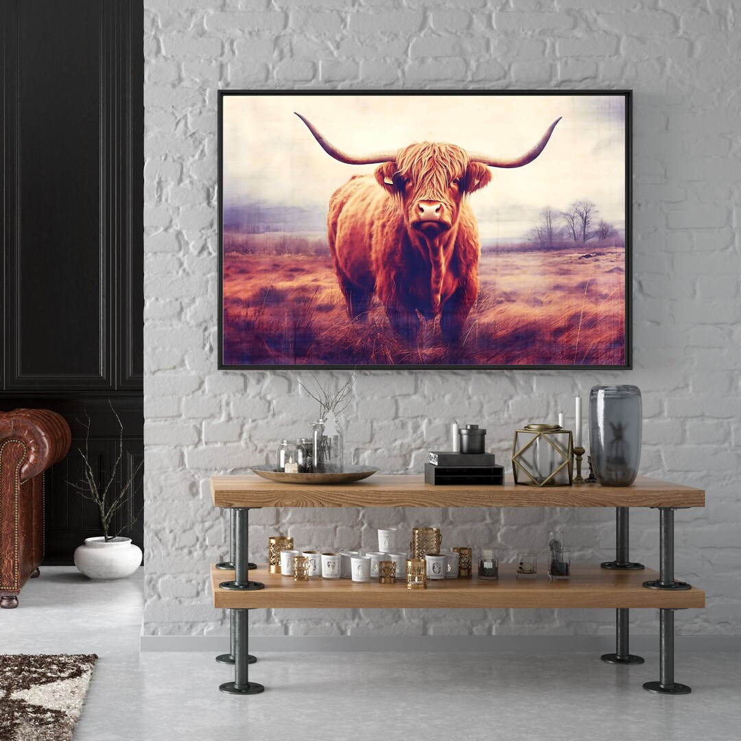 Highland Cow Art Print No.1, Digital Download, Rustic Scottish ...