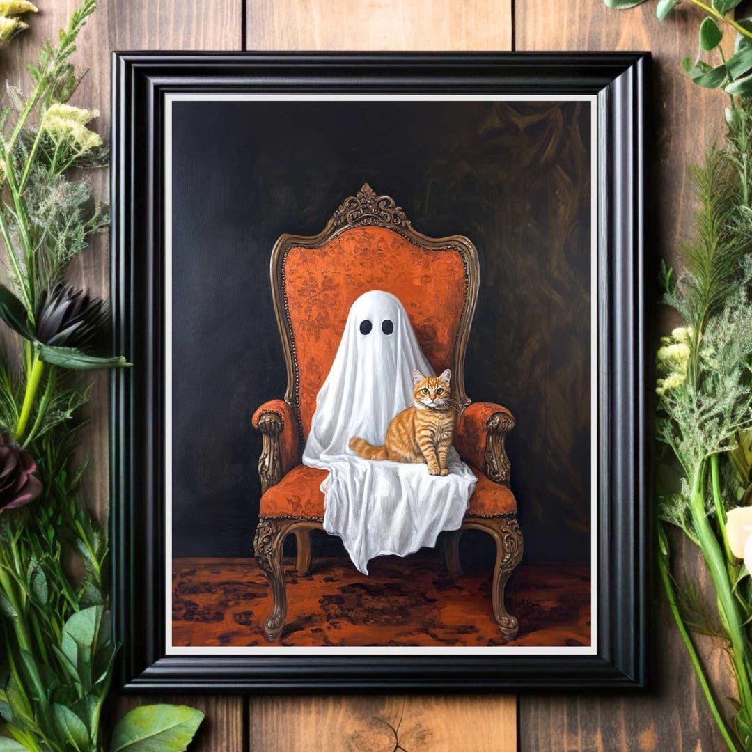 Ghost With Orange Tabby Cat Art Print No.1, Digital Download, Dark ...