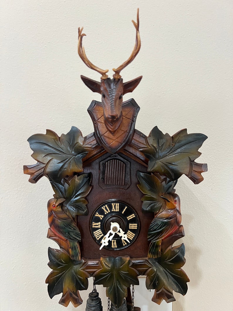 Working Hunting Theme, Vintage Black Forest German Made Cuckoo Clock ...