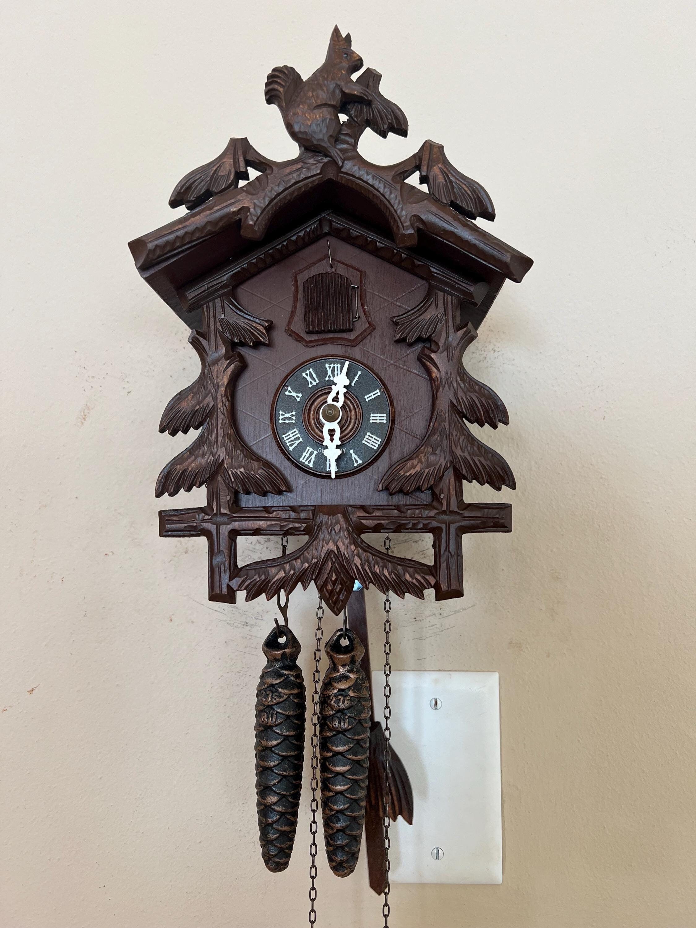 Cuckoo Clock, Squirrel Topper Working Vintage, Black Forest German Made ...