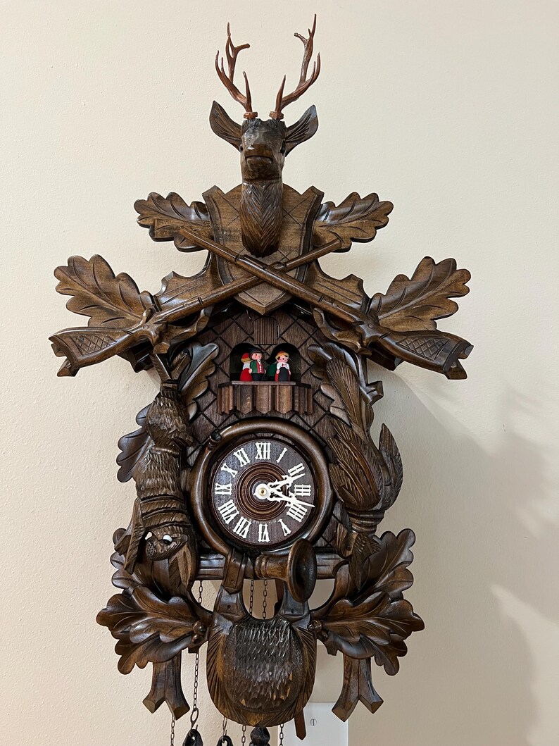 Working - 30-hour - After the Hunt Cuckoo Clock With Music Box ...