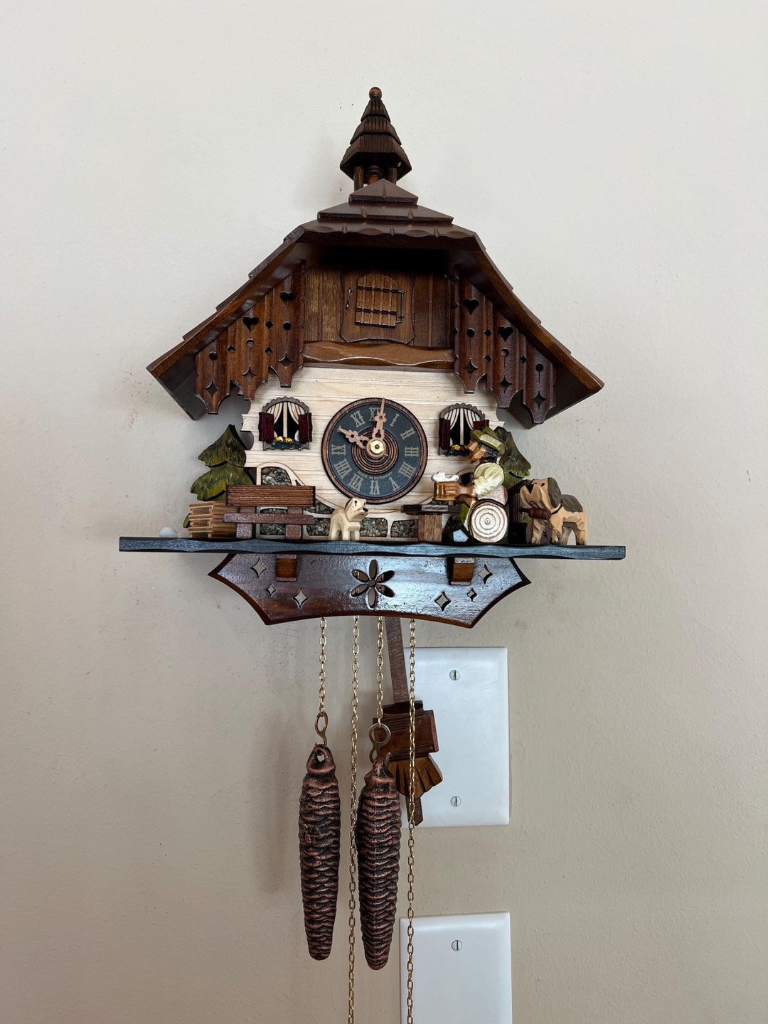 Working - Engstler - Vintage Chalet Style Cuckoo Clock With Beer Drinker. Black Forest German ...