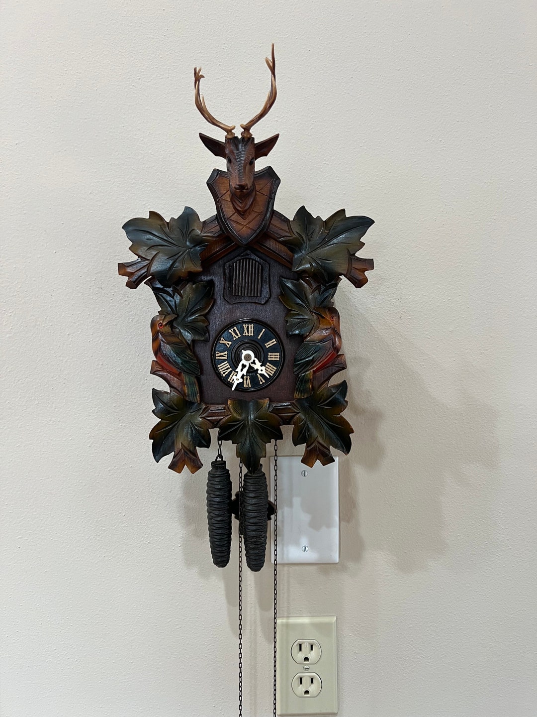 Working - Hunting Theme, Vintage Black Forest German Made Cuckoo Clock ...