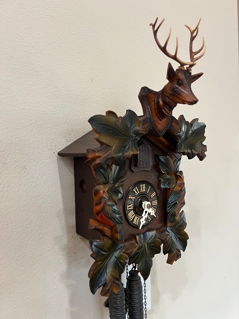 Working Hunting Theme, Vintage Black Forest German Made Cuckoo Clock ...