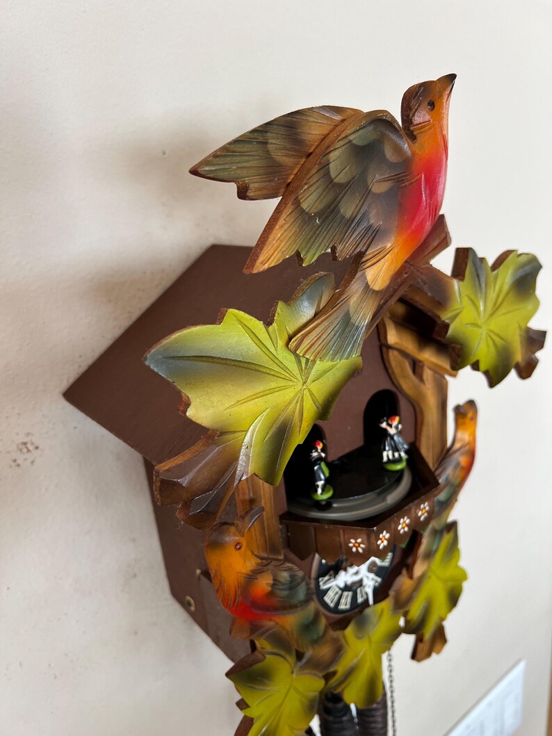 Working - Vintage Cuckoo Clock With Music Box & Dancers. Black Forest ...
