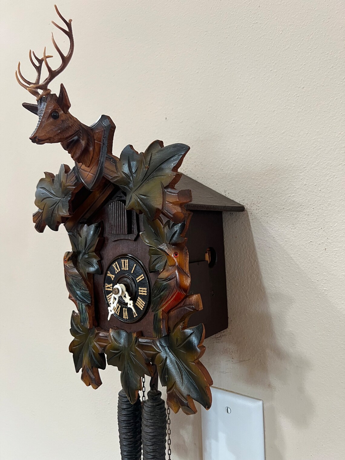 Working Hunting Theme, Vintage Black Forest German Made Cuckoo Clock ...