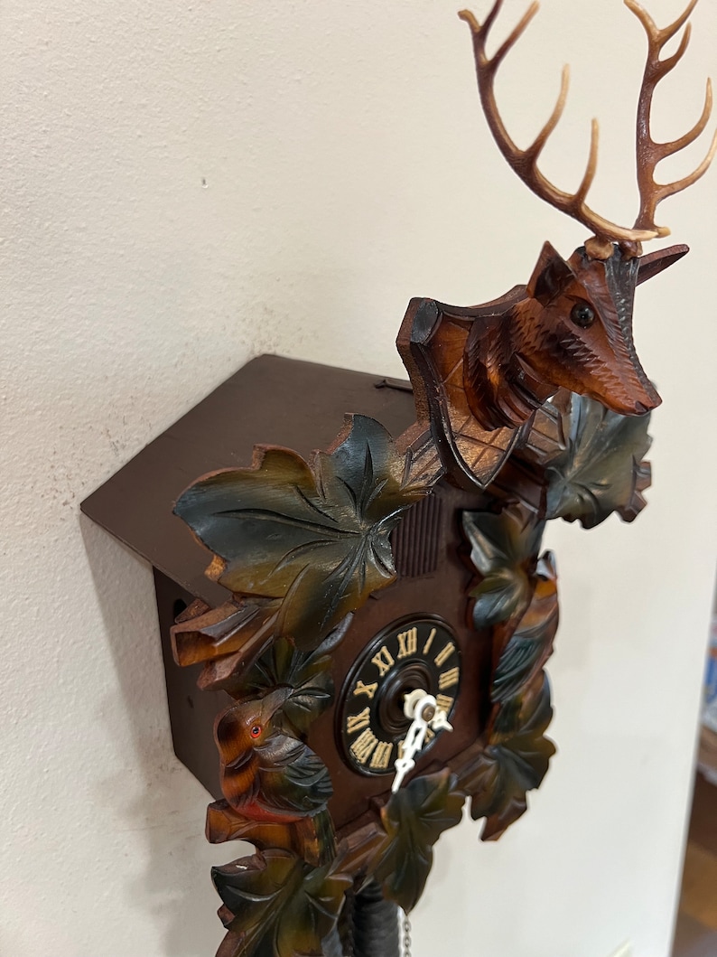 Working Hunting Theme, Vintage Black Forest German Made Cuckoo Clock ...