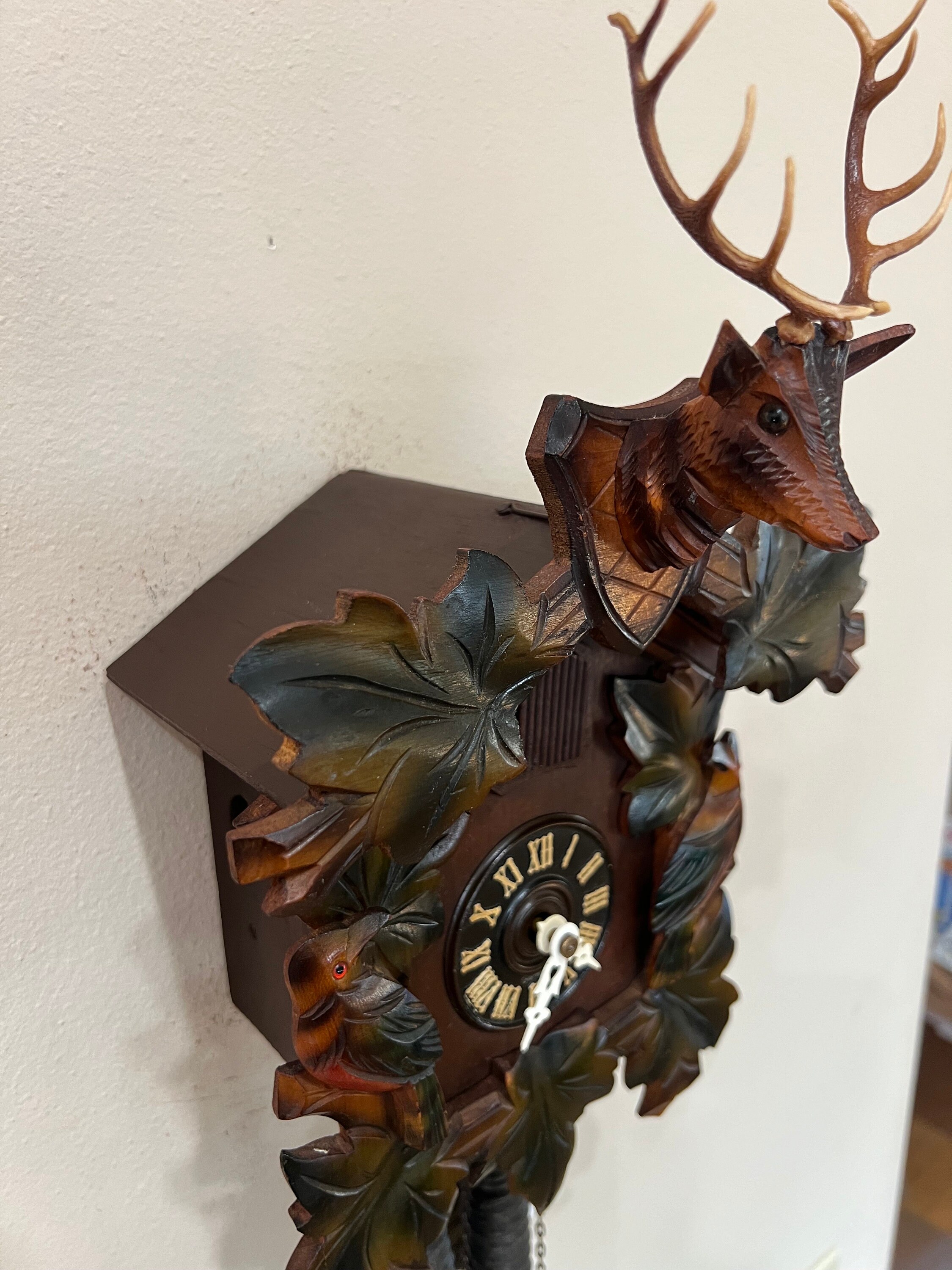 Working Hunting Theme, Vintage Black Forest German Made Cuckoo Clock ...