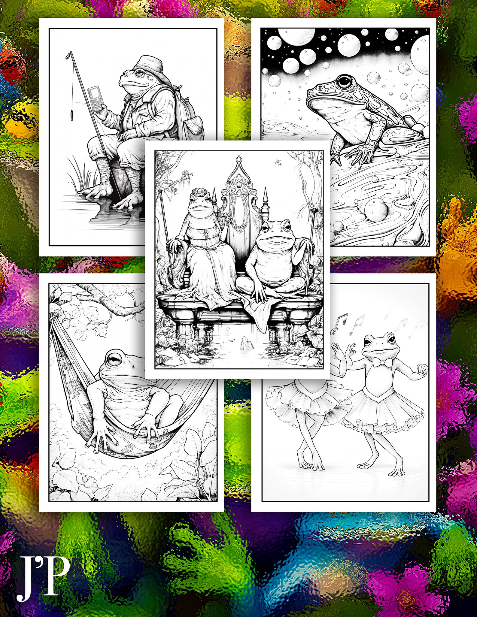 Frog Frenzy Coloring Book Downloadable Coloring Pages - Etsy