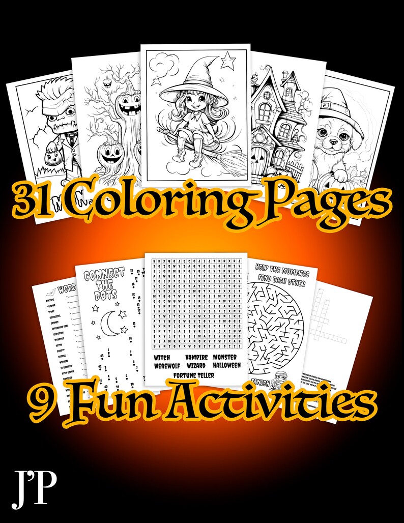Halloween Coloring Book for Kids Downloadable Coloring Pages - Etsy