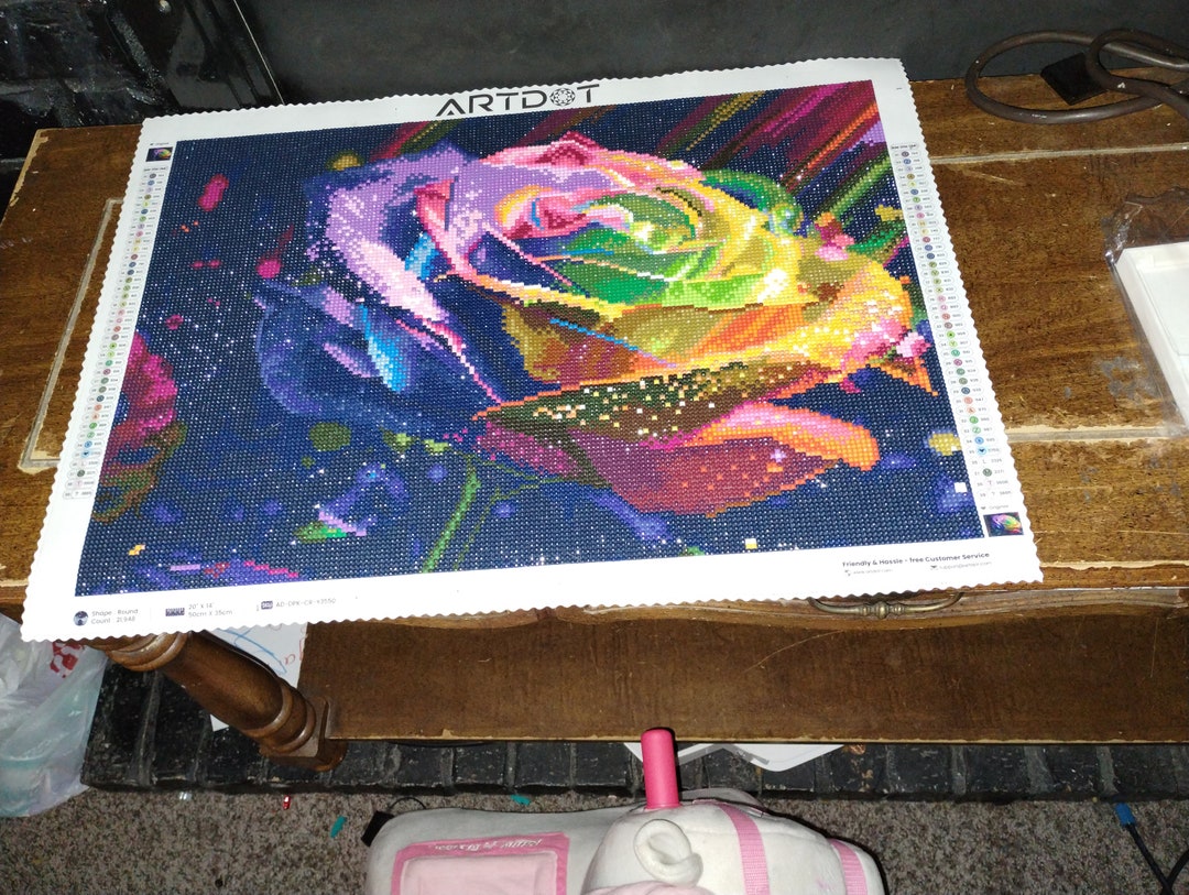Rainbow Rose Diamond Art - Etsy