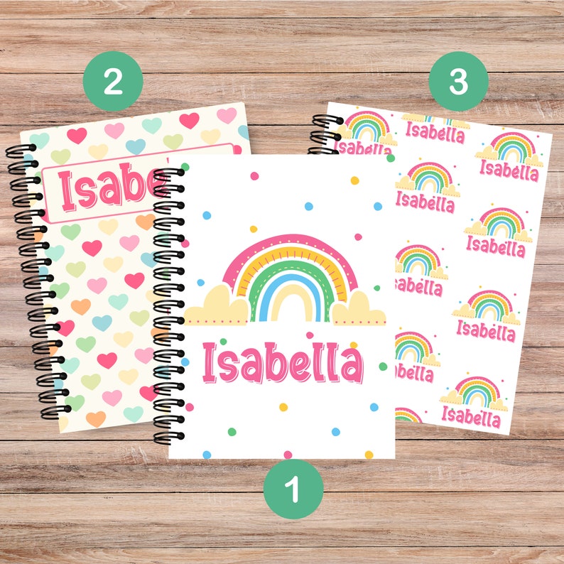 Rainbow Personalized Notebook, Personalized Hearts Notebook, Gifts for ...